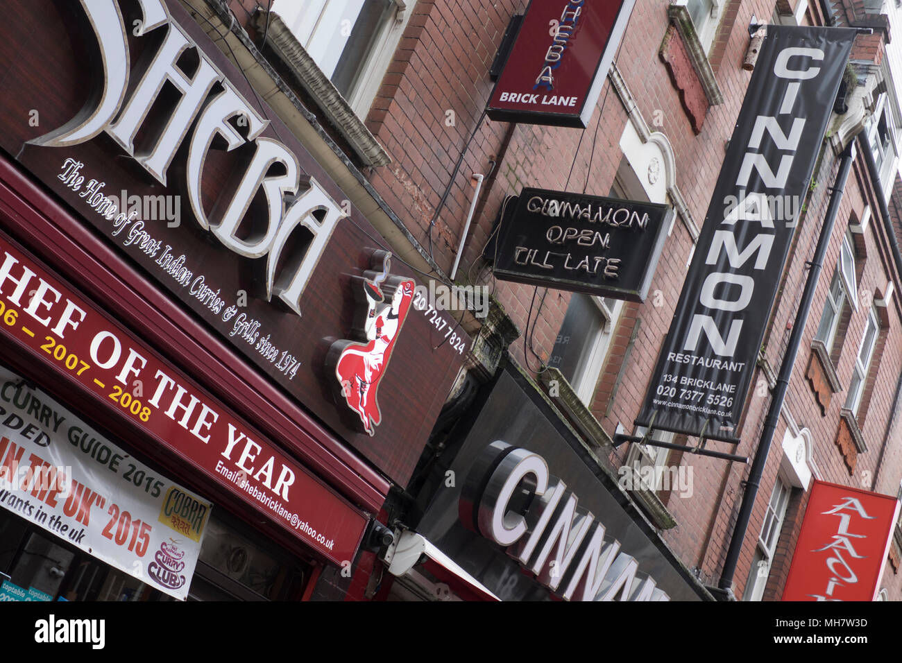 Shops signs along Brick Lane in Whitechapel East Lodon Stock Photo - Alamy