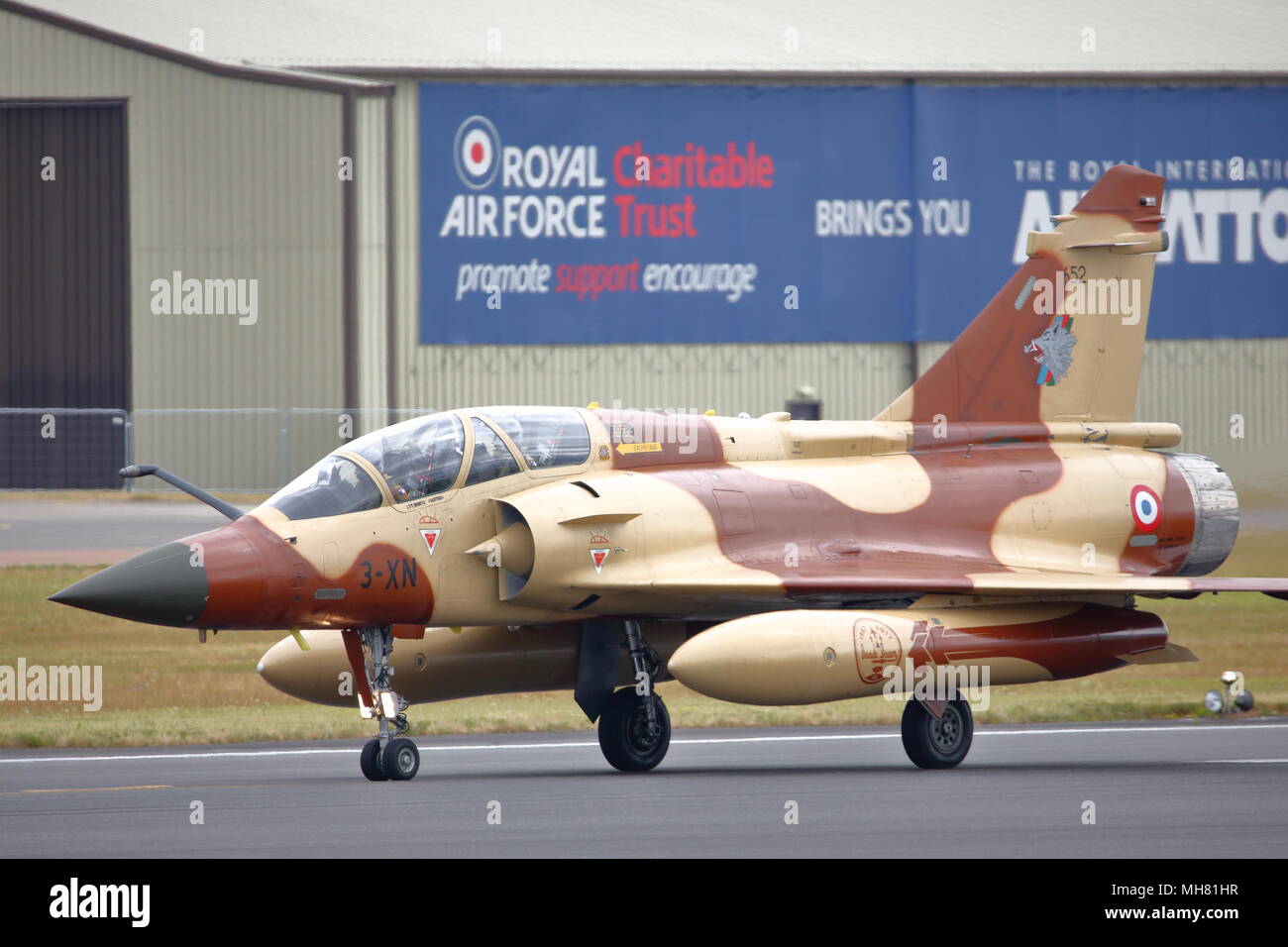 A French Dassault Mirage 2000D fighter on the runway after landing at ...