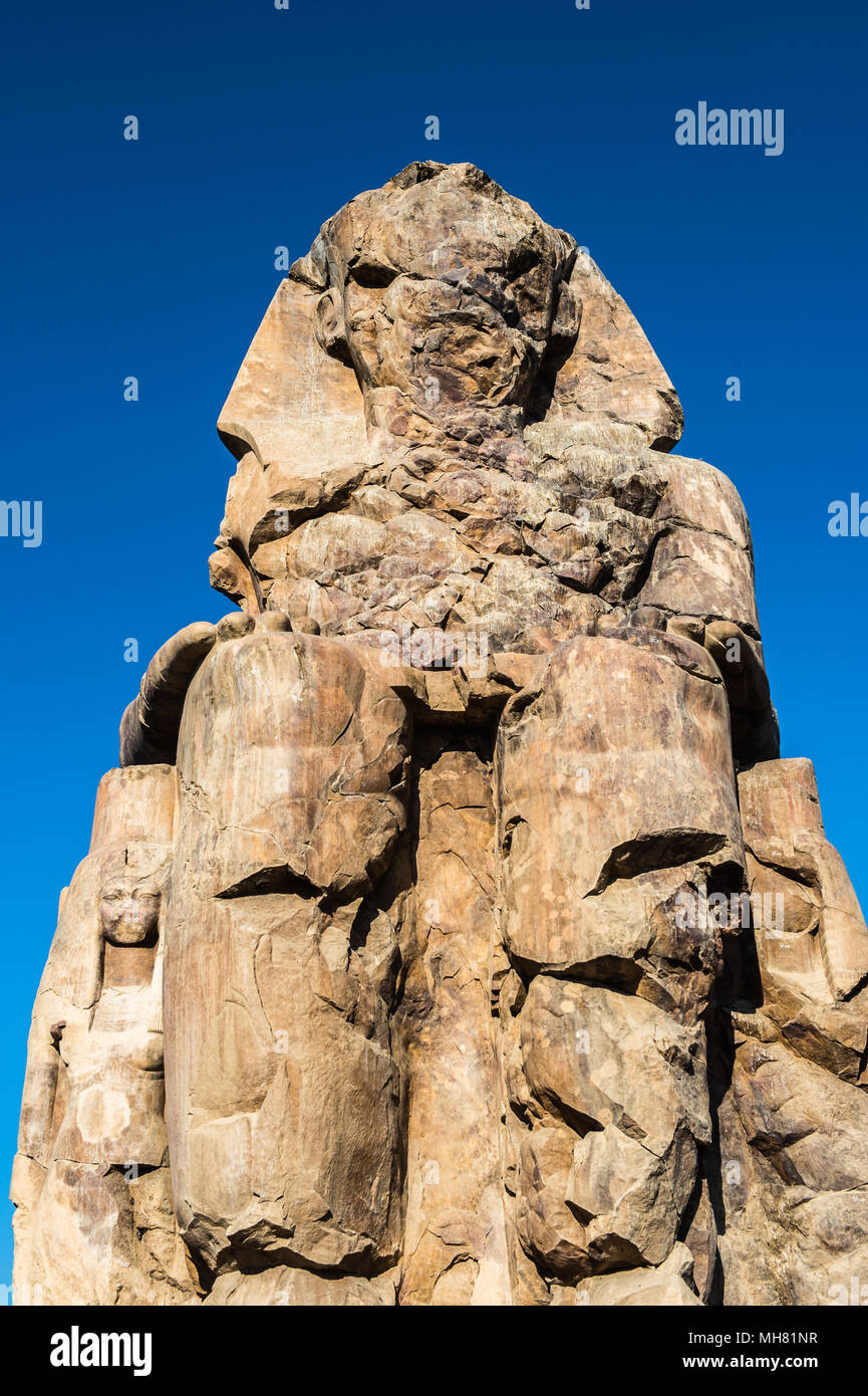 Closeup of the Colossus of Memnon, massive stone statue of Pharaoh ...