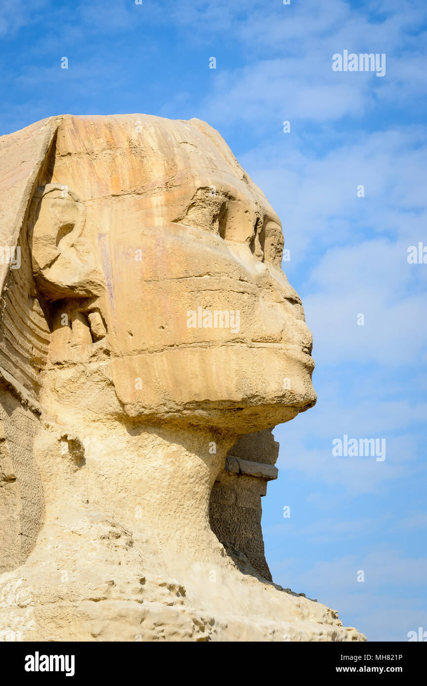 Great Sphinx of Giza, a limestone statue of a mythical creature with a ...