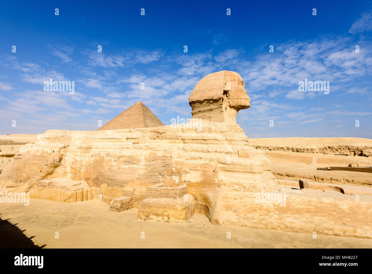 Great Sphinx of Giza, a limestone statue of a mythical creature with a ...