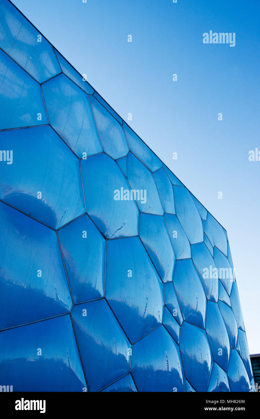 A detail of the Beijing National Aquatics Center, colloquially known as ...