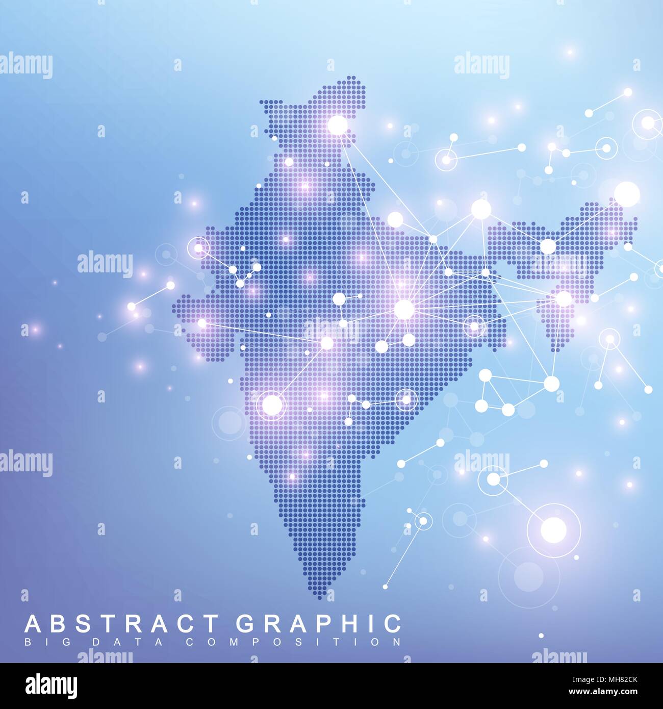 Abstract map of india country global network connection. Vector ...