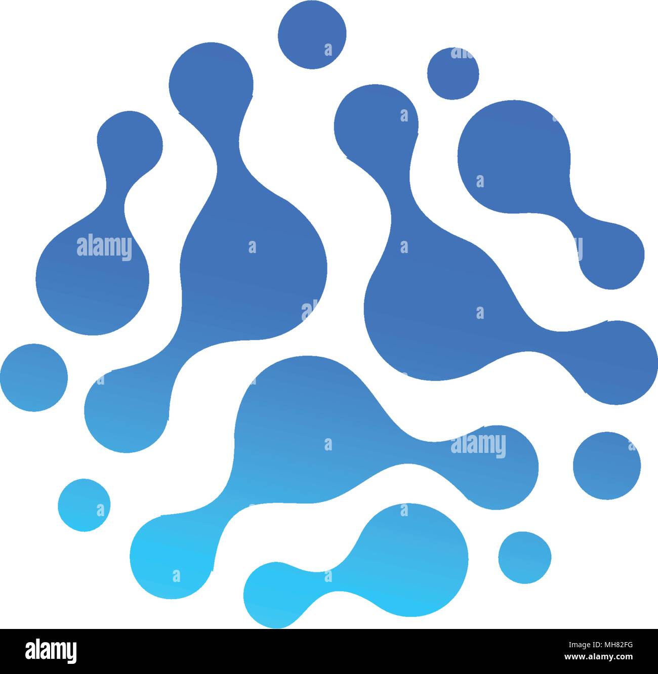 Blue abstract water drop icon. Molecular compound, chemical reaction ...