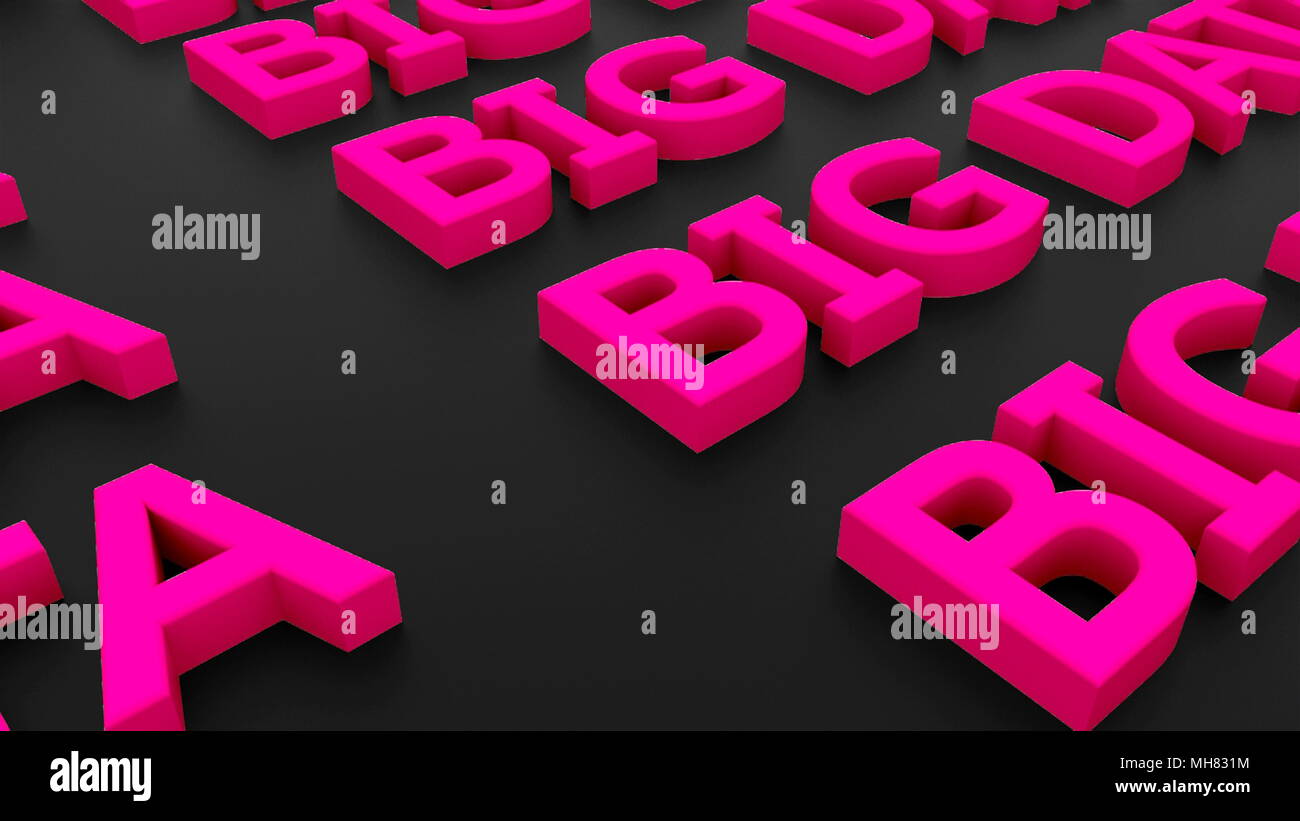 Many Big data texts on surface, background, 3d Illustration, computer ...