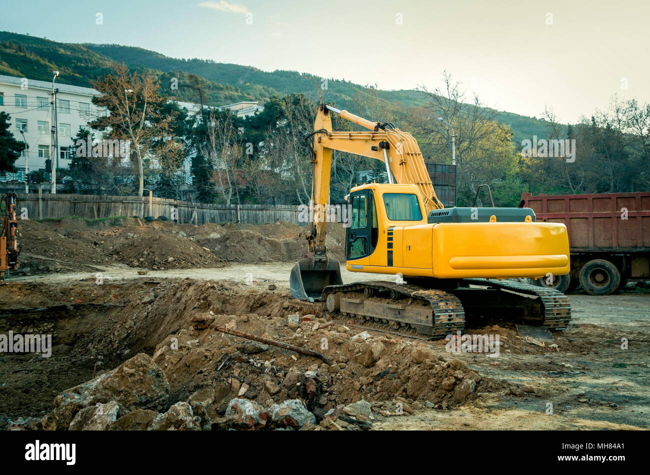Industrial machinery on the construction site Stock Photo - Alamy