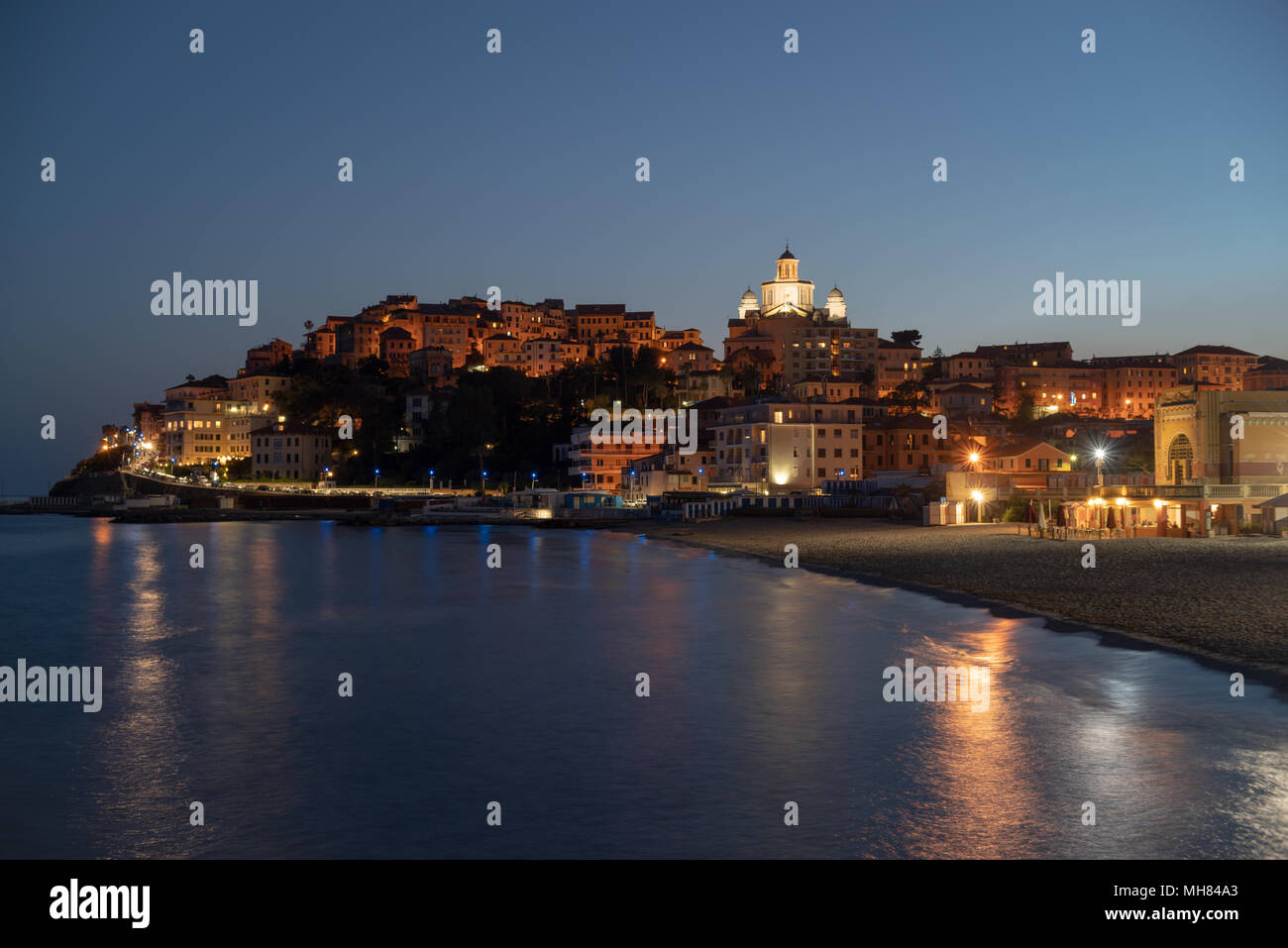 Imperia old town by night. Liguria region of Italy Stock Photo - Alamy