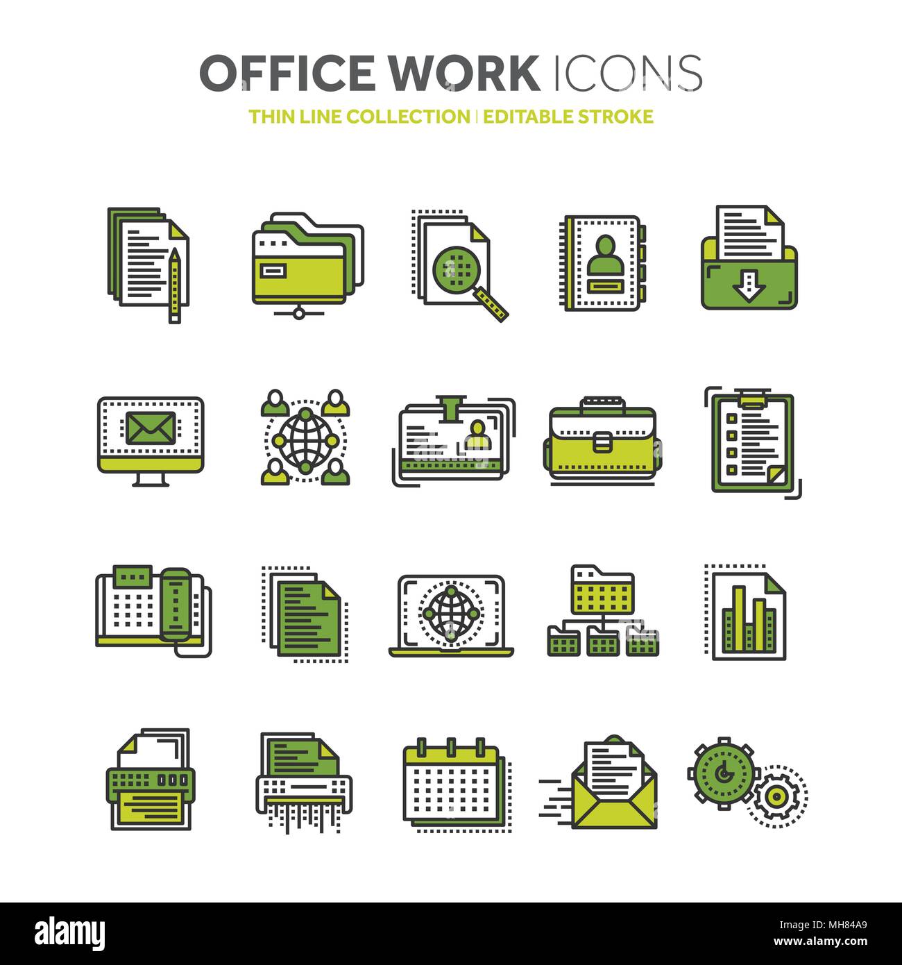 Business and office work. Documents, paperwork. Businessman. Thin line ...