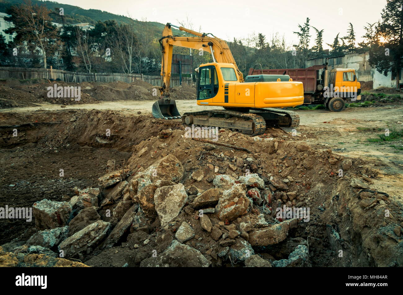 Industrial machinery on the construction site Stock Photo - Alamy