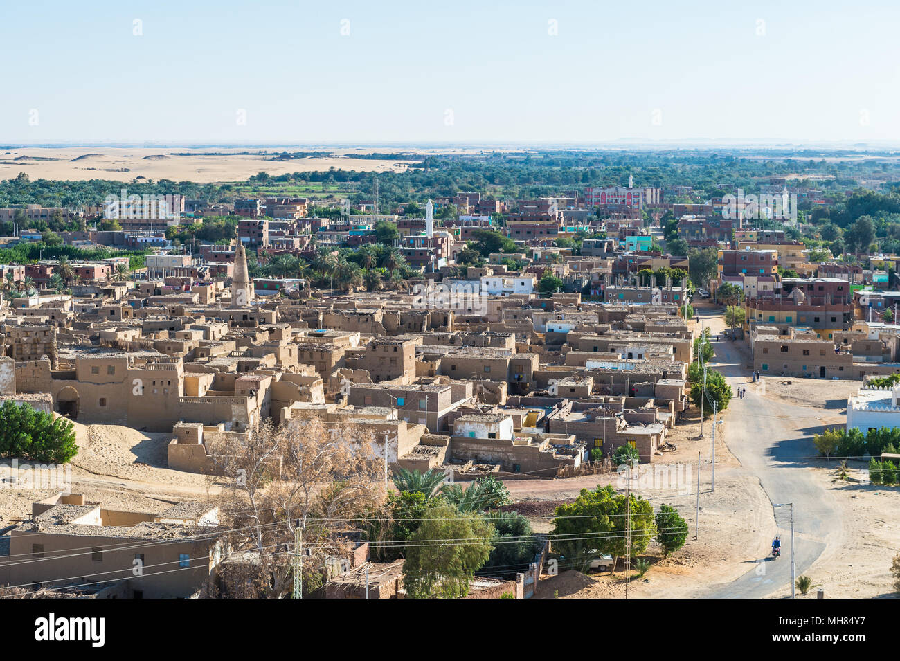 Panoramic view of Al Qasr, old village in Dakhla Desert, Egypt Stock ...