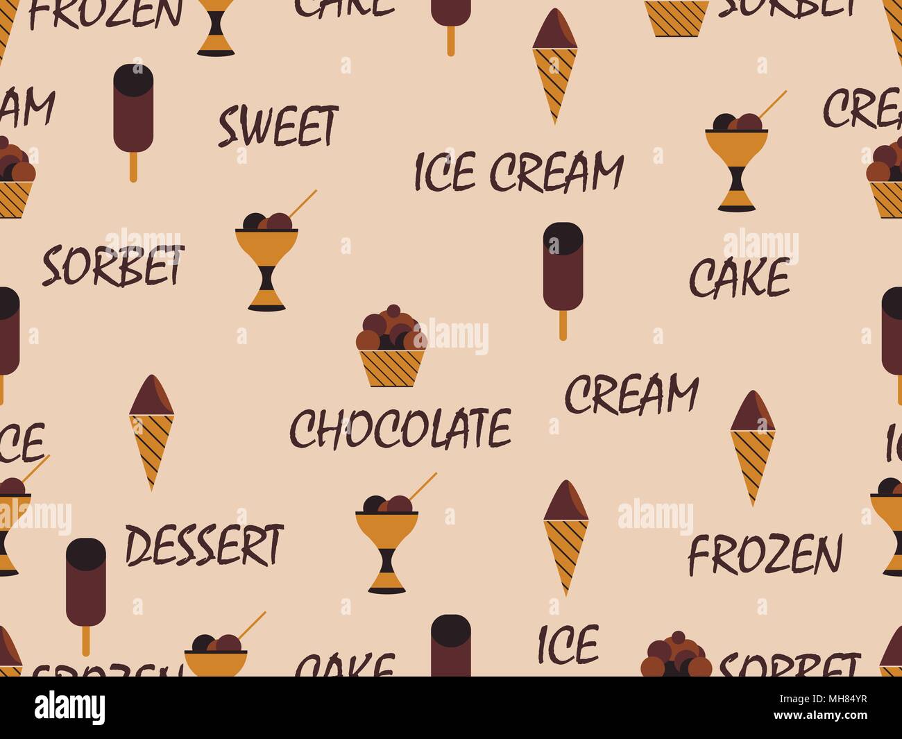 Ice cream seamless pattern. Chocolate ice cream on a stick. Vector ...