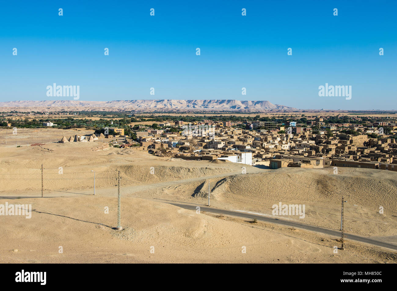 Panoramic view of Al Qasr, old village in Dakhla Desert, Egypt Stock ...