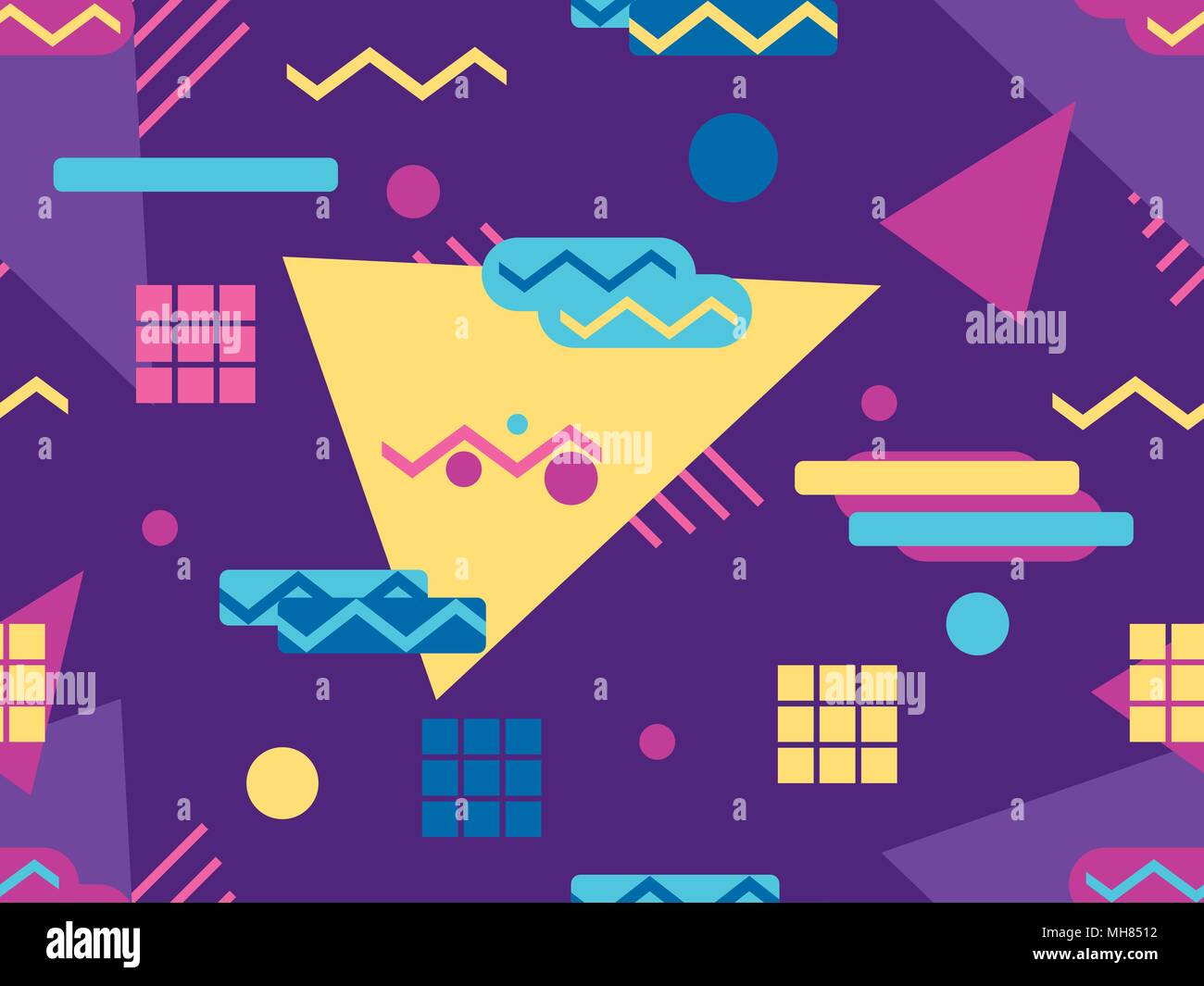 Memphis seamless pattern. Geometric elements memphis in the style of 80 ...