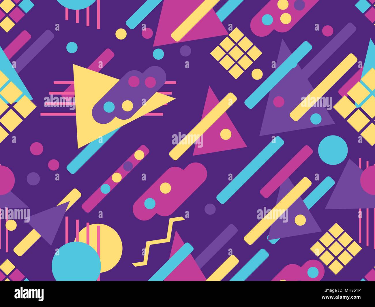 Memphis seamless pattern. Geometric elements memphis in the style of 80 ...