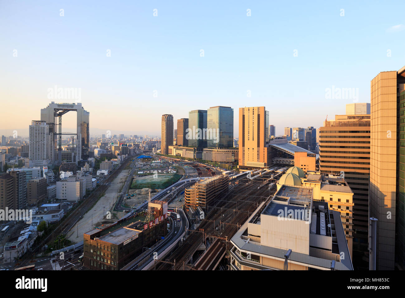 Osaka, Japan - April 28, 2018: Construction underway near Osaka Station ...