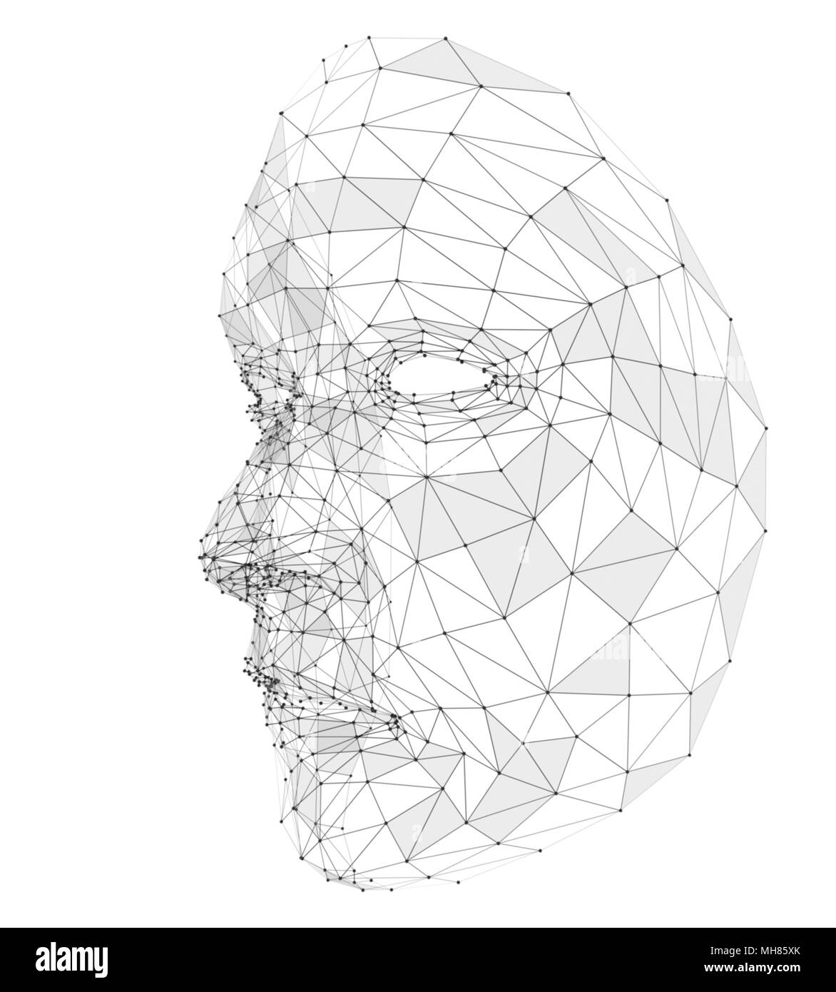 Human face consisting of lines, polygons and dots Stock Photo - Alamy