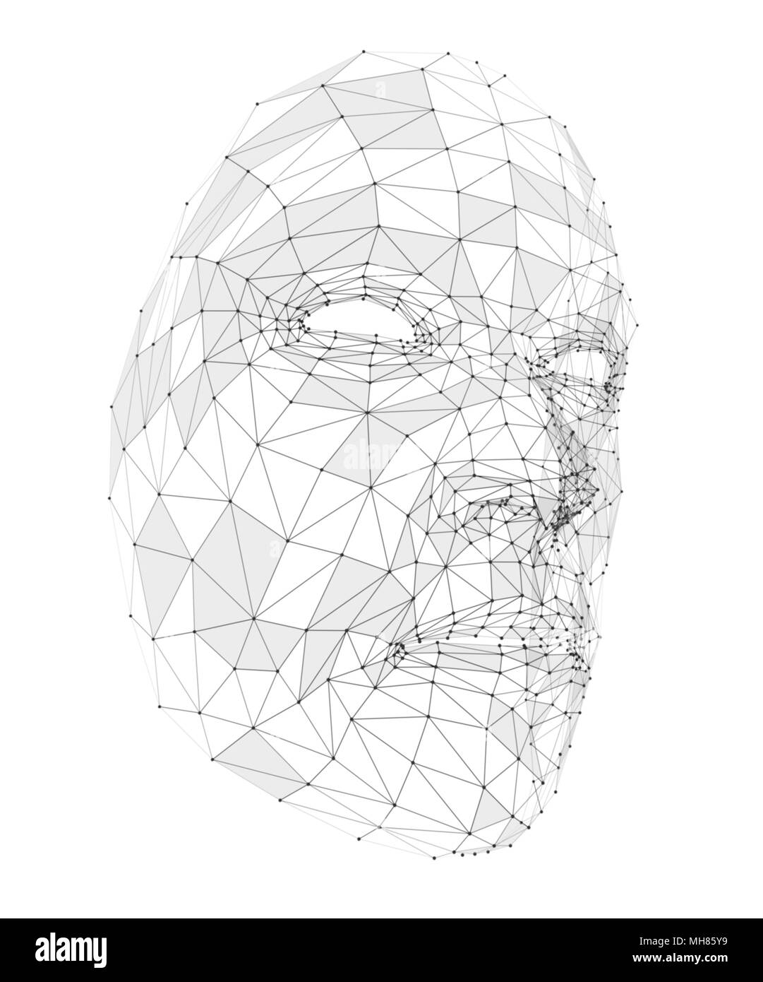Human face consisting of lines, polygons and dots Stock Photo - Alamy