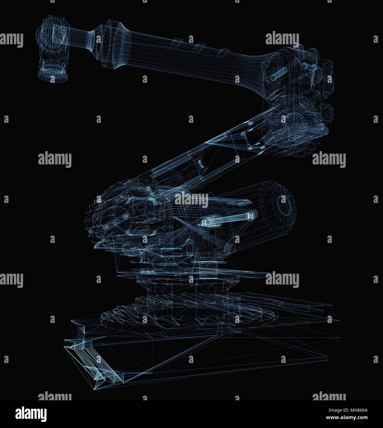 Industrial robot arm consisting of luminous lines Stock Photo - Alamy