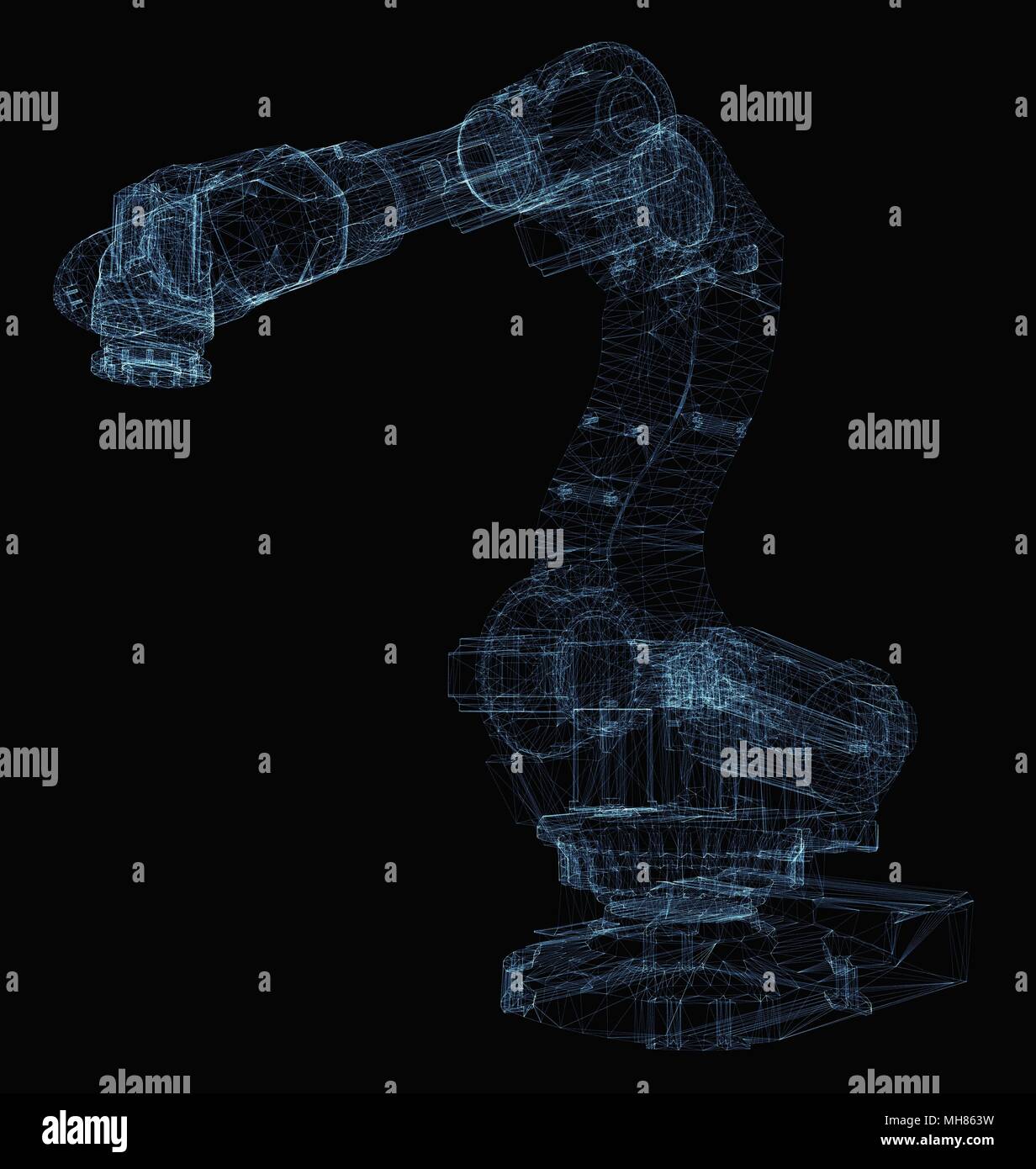 Industrial robot arm consisting of luminous lines Stock Photo - Alamy
