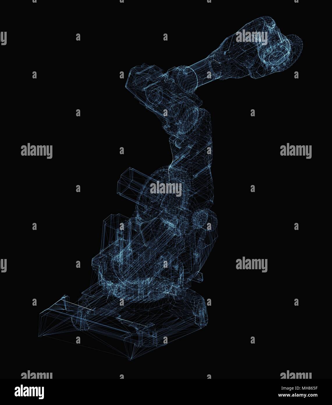 Industrial robot arm consisting of luminous lines Stock Photo - Alamy