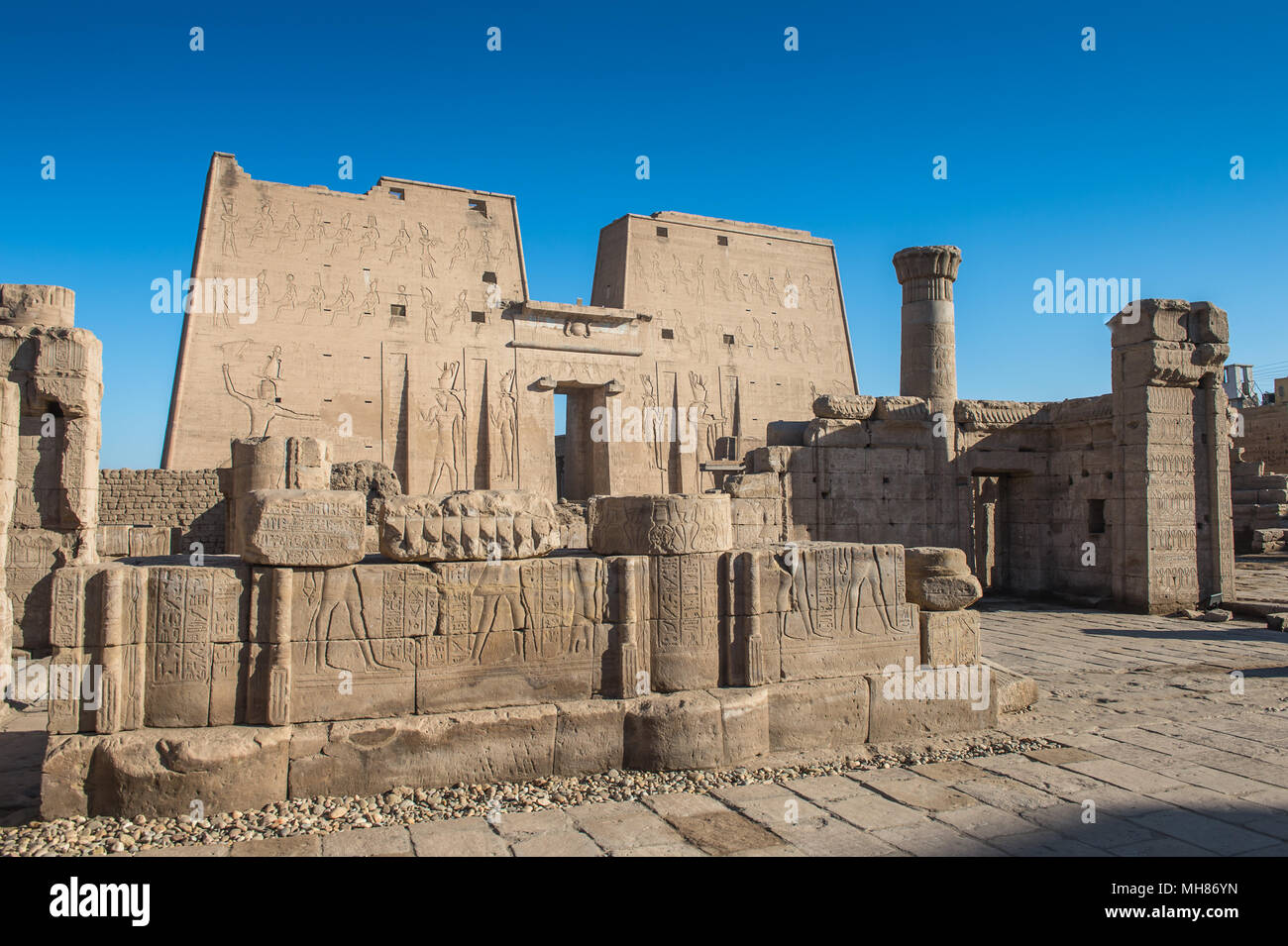 Ptolemaic Temple of Horus, Edfu (Idfu, Edfou, Behdet), Egypt Stock ...