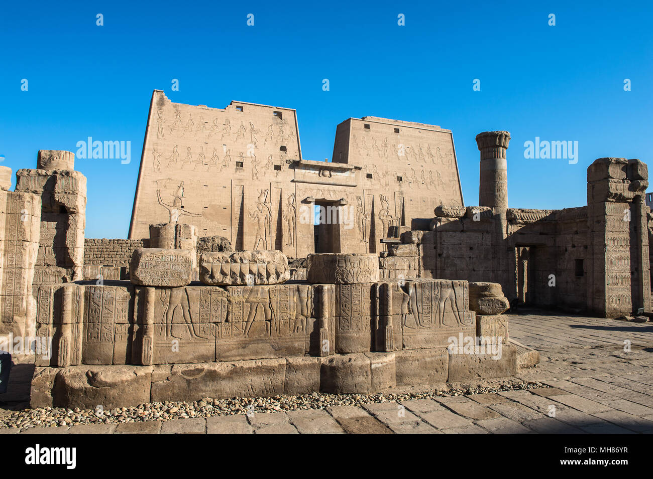 Ptolemaic Temple of Horus, Edfu (Idfu, Edfou, Behdet), Egypt Stock ...