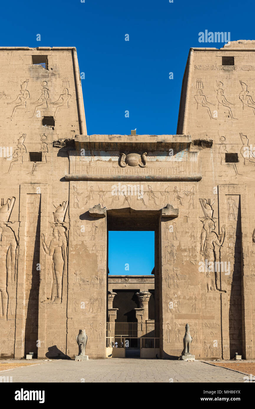 Ptolemaic Temple of Horus, Edfu (Idfu, Edfou, Behdet), Egypt Stock ...