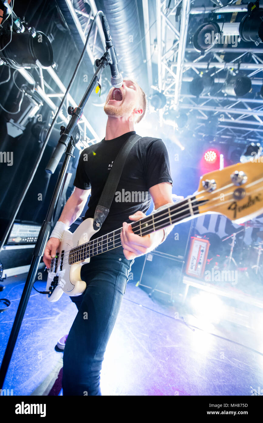 Norway, Bergen - April 13, 2018. The Norwegian pop-punk band Taking ...