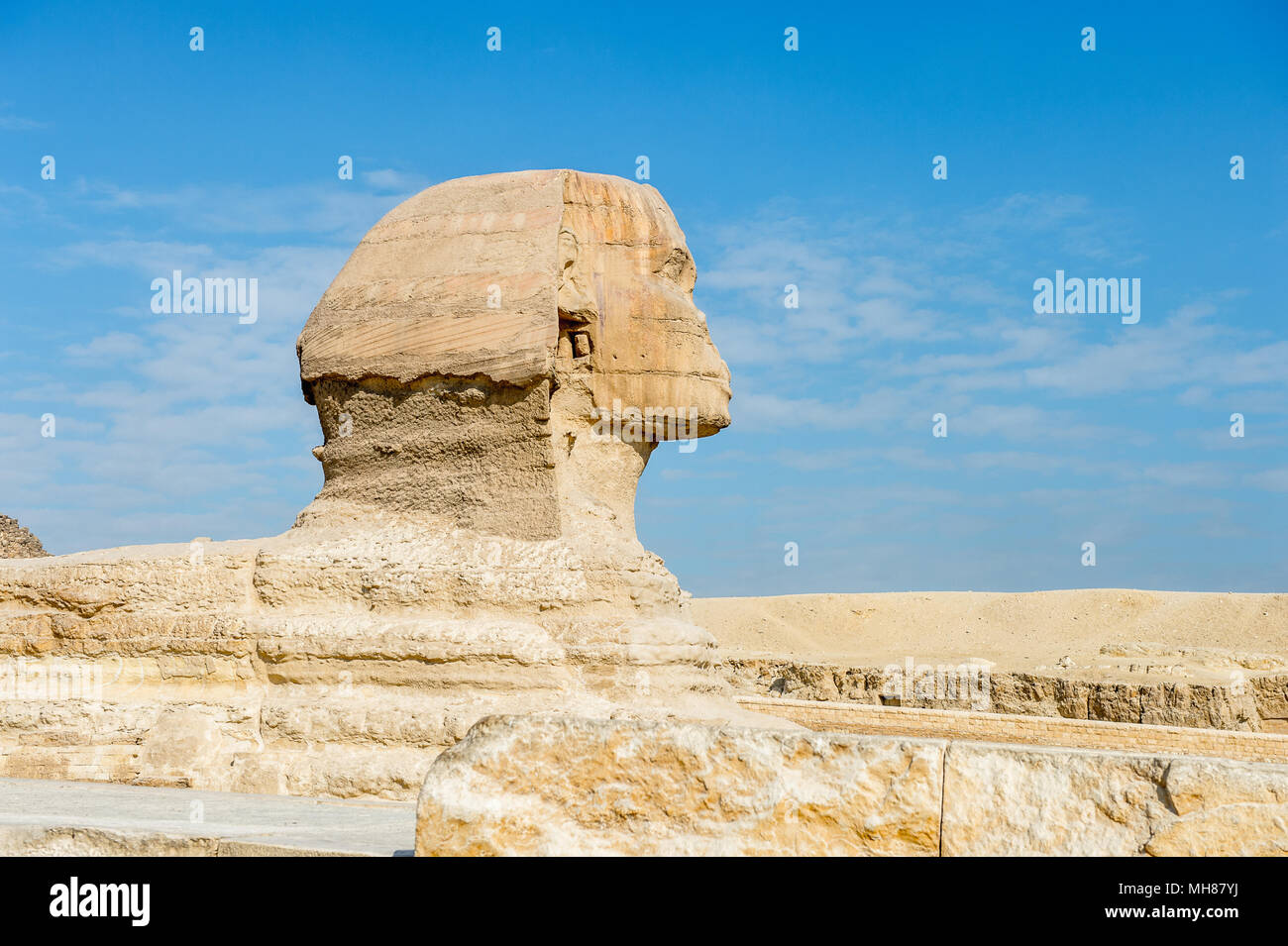 Great Sphinx of Giza, a limestone statue of a mythical creature with a ...