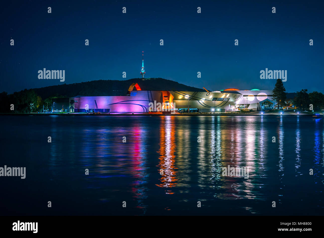 Canberra, Australia - National Museum of Australia at night Stock Photo ...