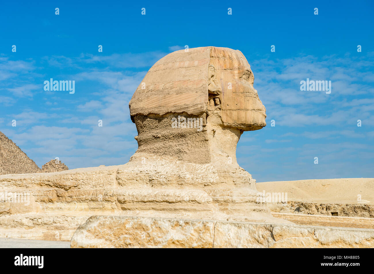 Great Sphinx of Giza, a limestone statue of a mythical creature with a ...