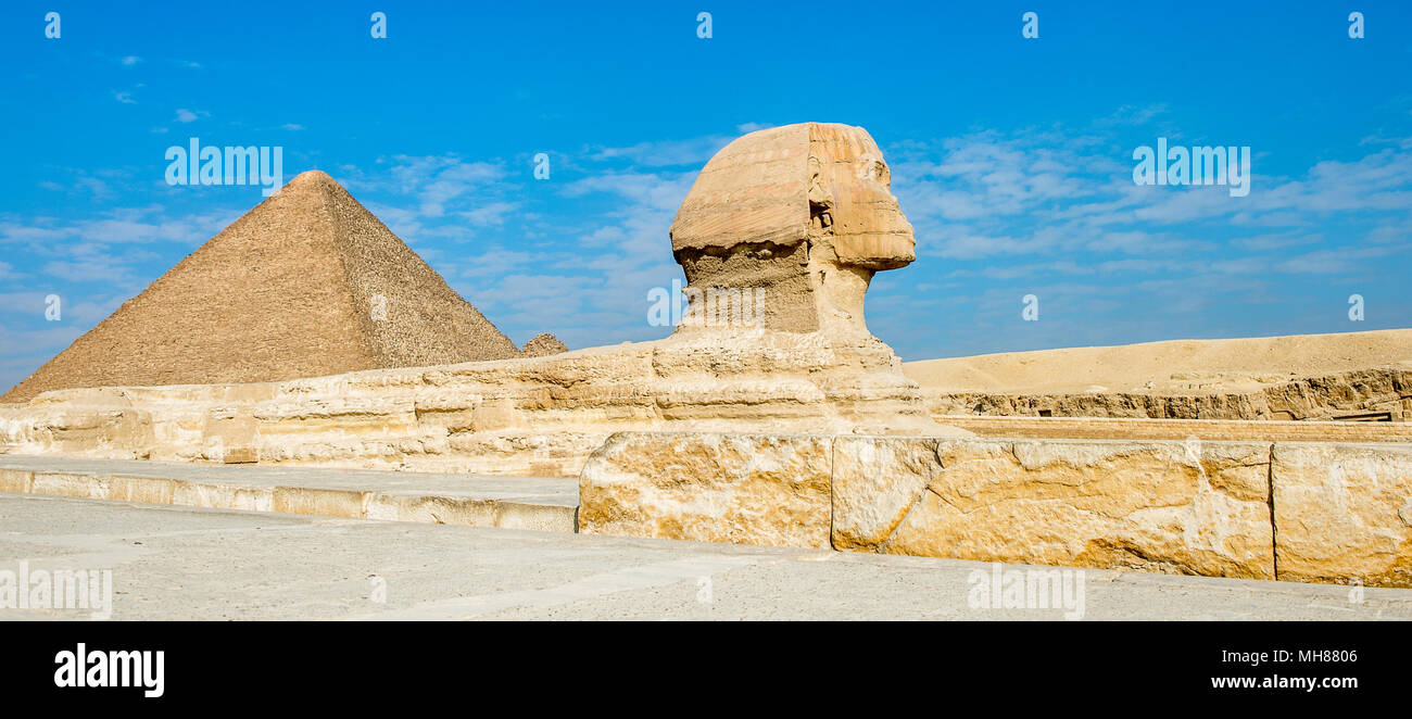 Great Sphinx of Giza, a limestone statue of a mythical creature with a ...