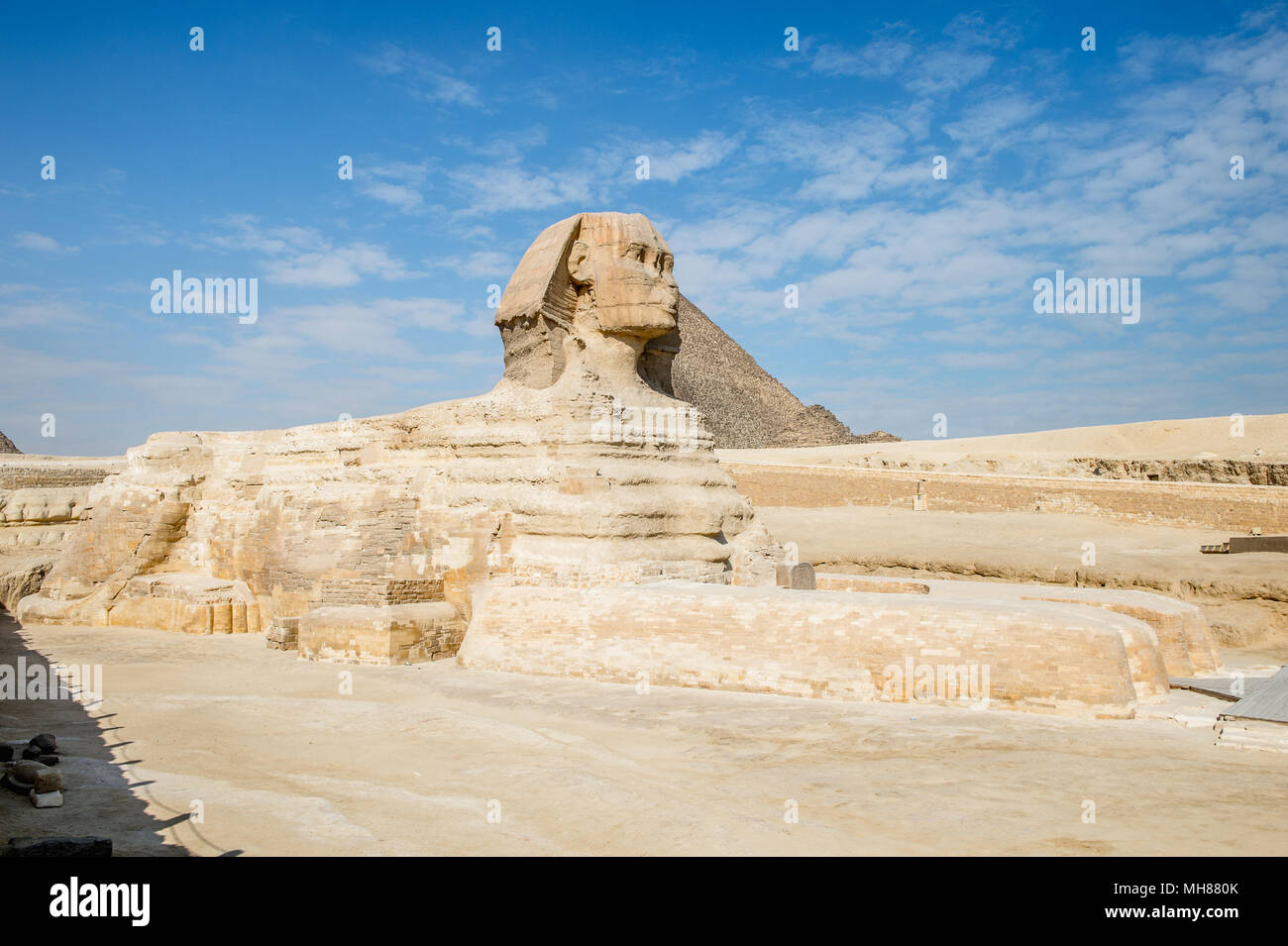 Great Sphinx of Giza, a limestone statue of a mythical creature with a ...