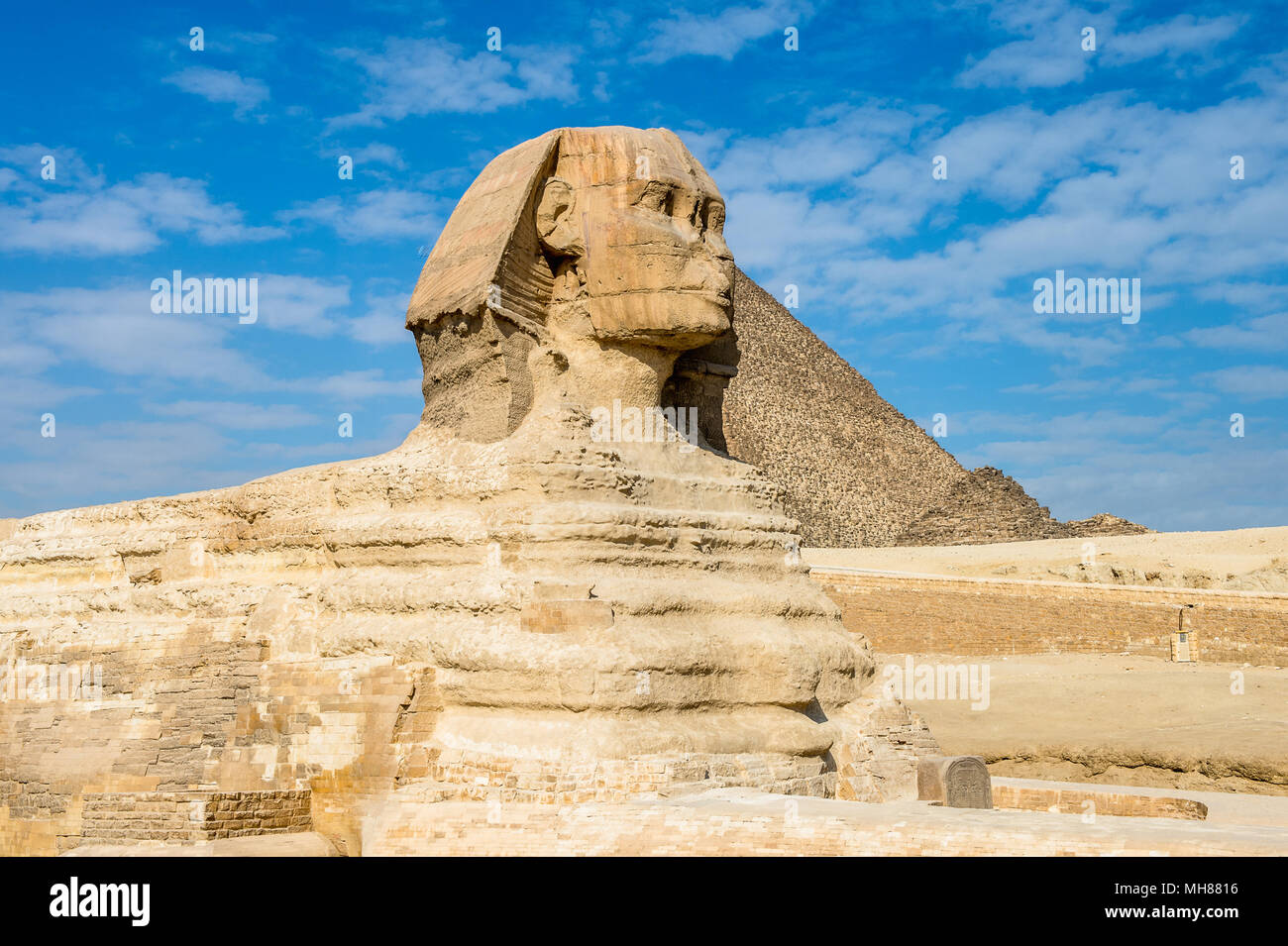 Great Sphinx of Giza, a limestone statue of a mythical creature with a ...