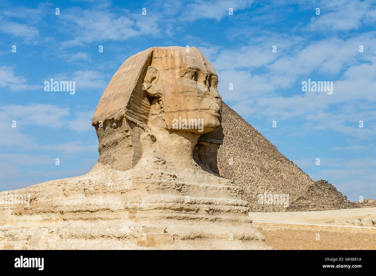 Great Sphinx of Giza, a limestone statue of a mythical creature with a ...