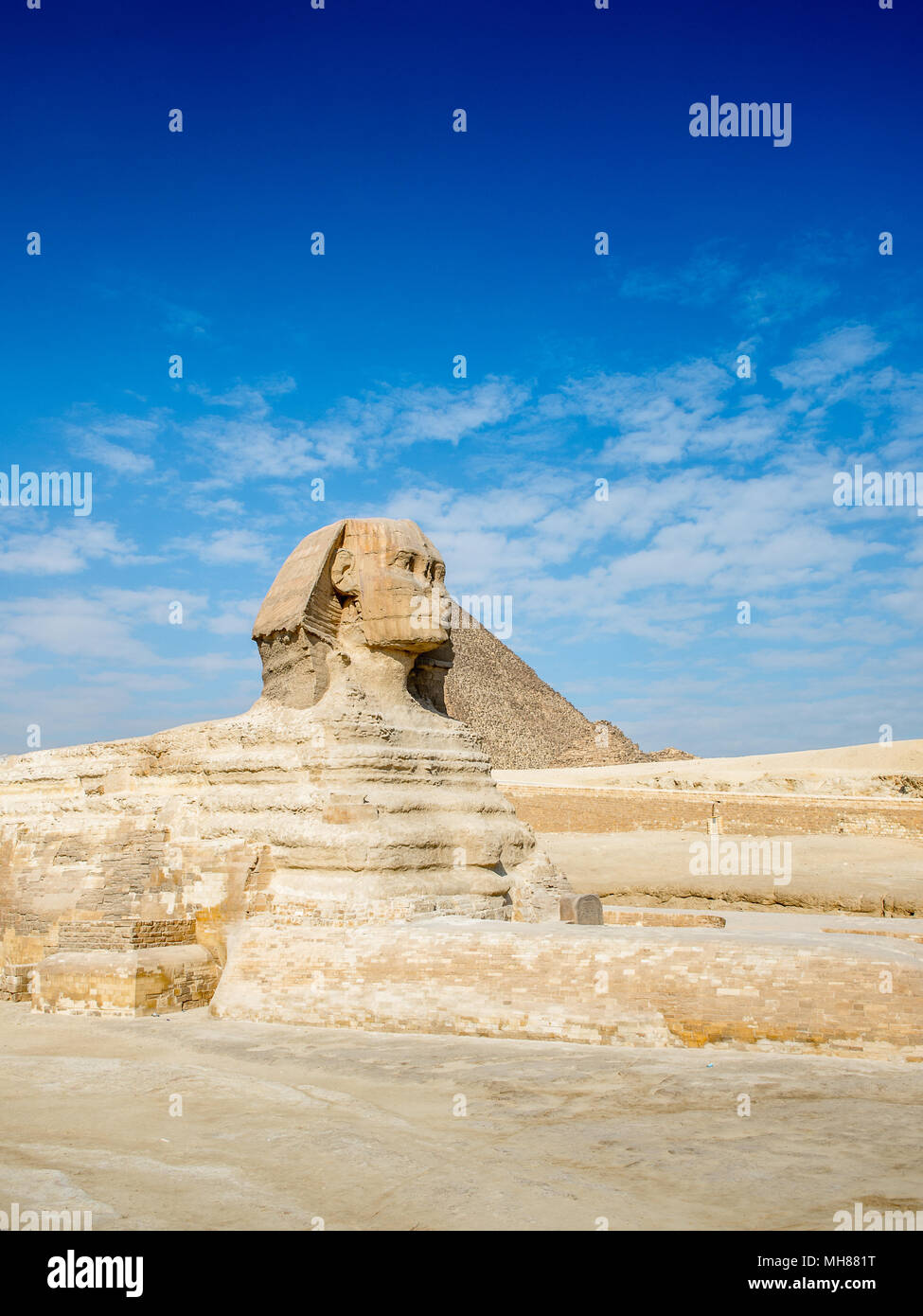 Great Sphinx of Giza, a limestone statue of a mythical creature with a ...