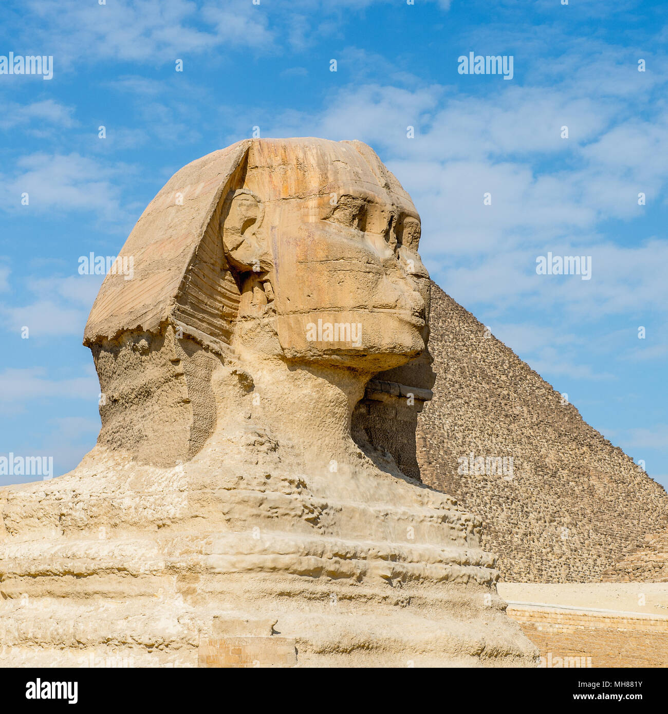 Great Sphinx of Giza, a limestone statue of a mythical creature with a ...
