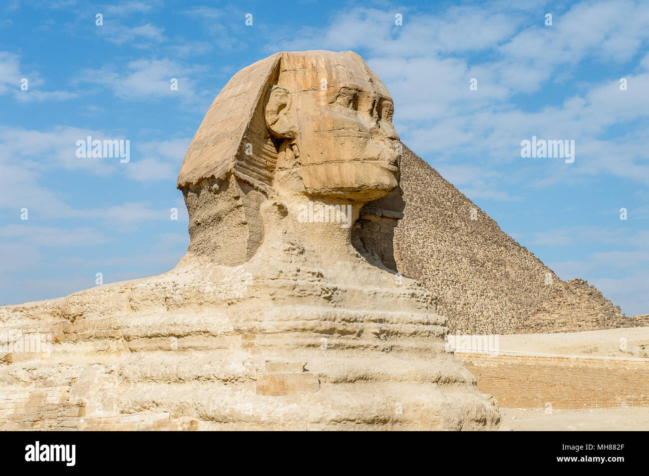 Great Sphinx of Giza, a limestone statue of a mythical creature with a ...