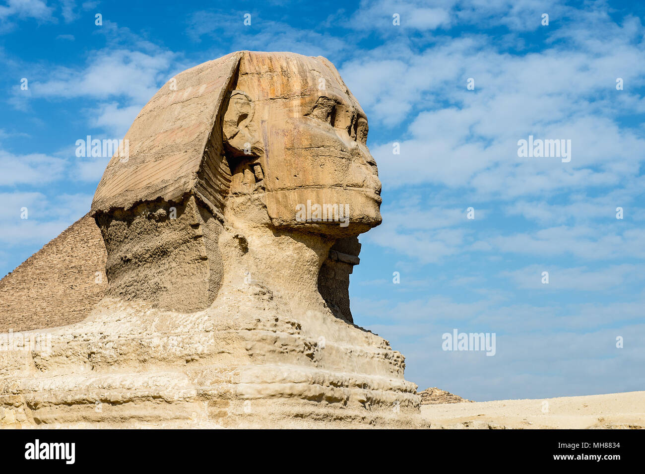 Great Sphinx of Giza, a limestone statue of a mythical creature with a ...