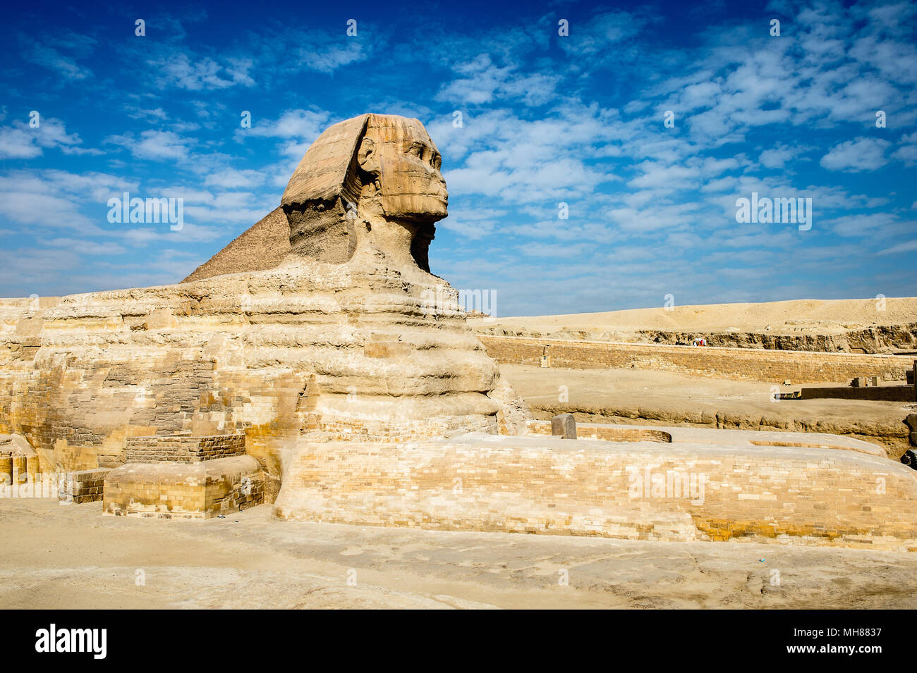 Great Sphinx of Giza, a limestone statue of a mythical creature with a ...