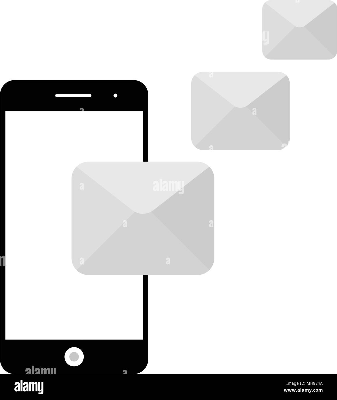 Notification of a new email on your mobile phone, vector icon on white ...