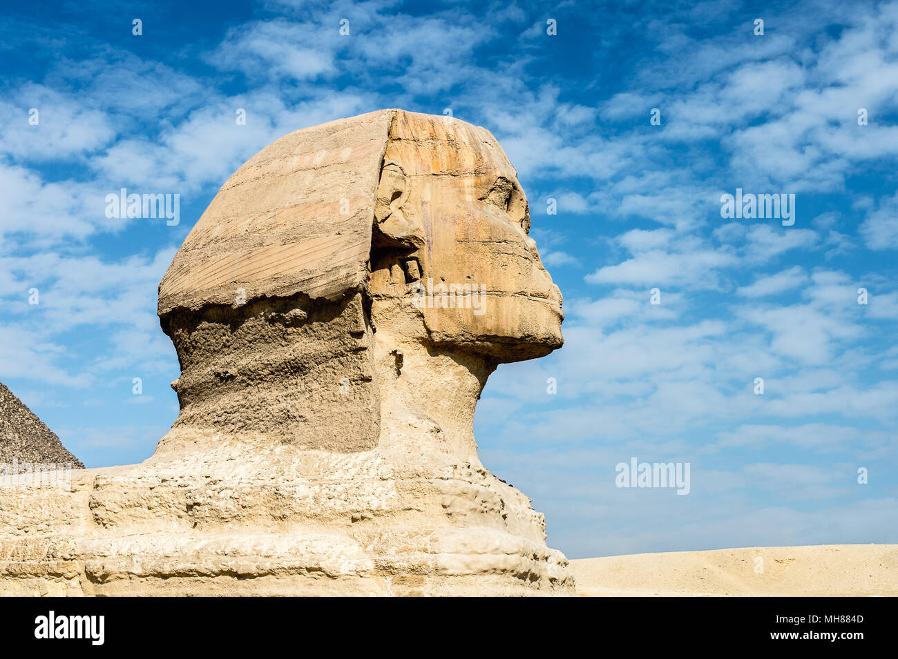 Great Sphinx of Giza, a limestone statue of a mythical creature with a ...