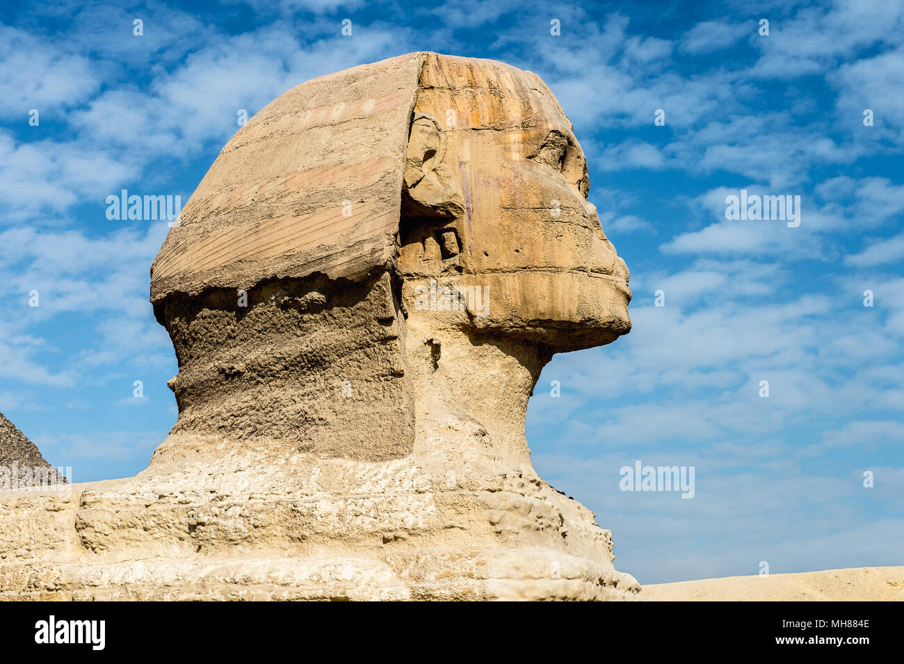 Great Sphinx of Giza, a limestone statue of a mythical creature with a ...