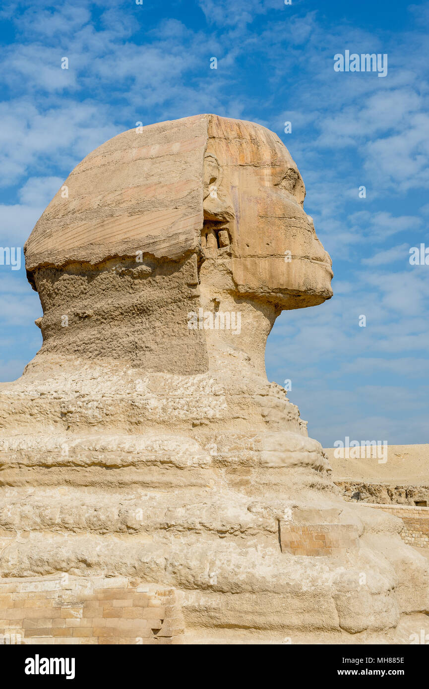 Great Sphinx of Giza, a limestone statue of a mythical creature with a ...