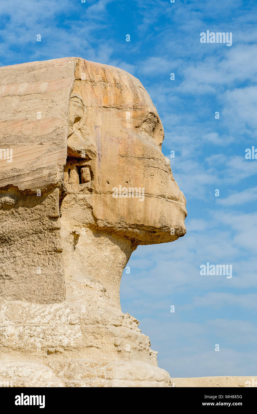 Great Sphinx of Giza, a limestone statue of a mythical creature with a ...