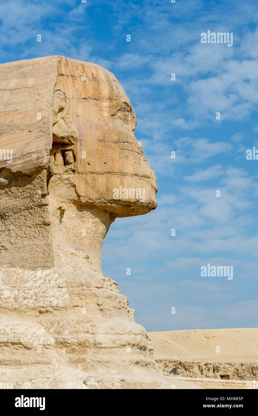 Great Sphinx of Giza, a limestone statue of a mythical creature with a ...