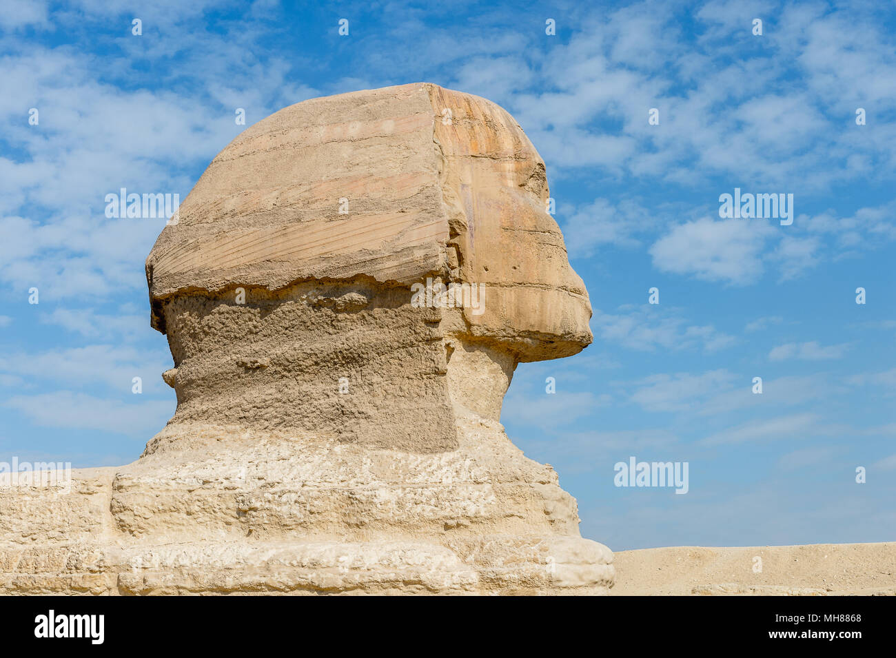 Great Sphinx of Giza, a limestone statue of a mythical creature with a ...