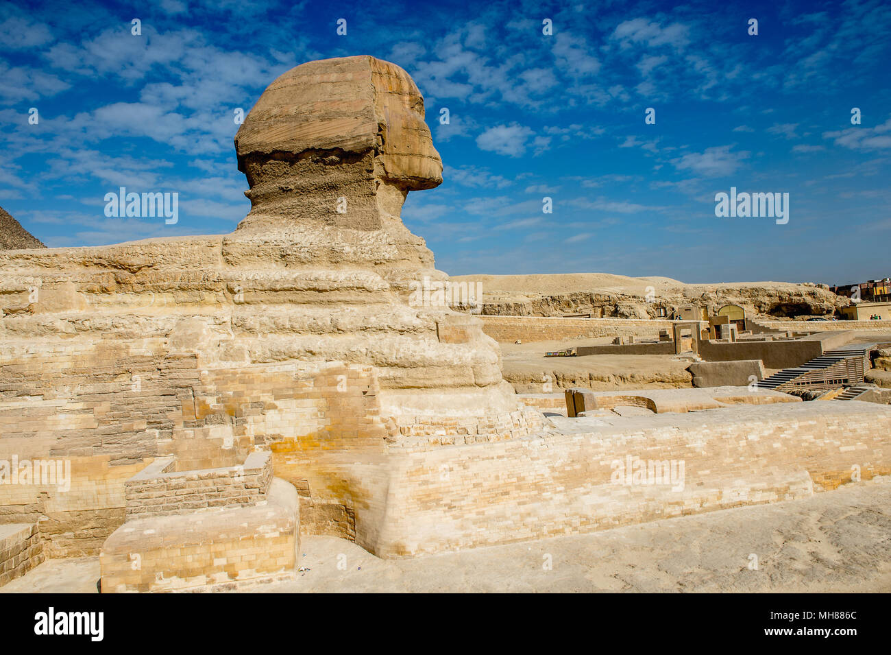 Great Sphinx of Giza, a limestone statue of a mythical creature with a ...