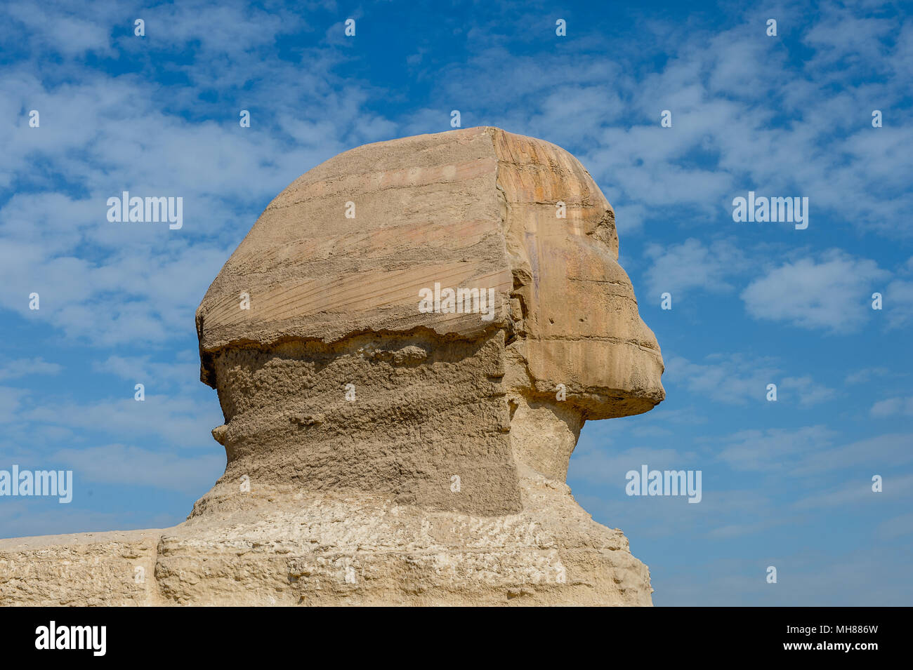 Great Sphinx of Giza, a limestone statue of a mythical creature with a ...