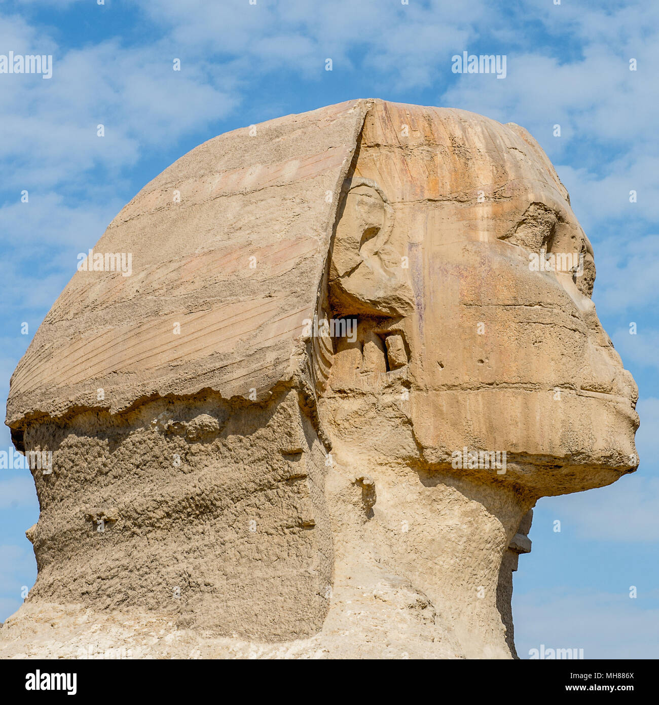 Great Sphinx of Giza, a limestone statue of a mythical creature with a ...
